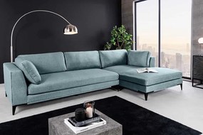 Designová rohová sedačka Sashanique 313 cm petrolejový samet - pravá