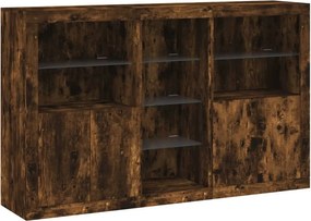 Příborník s LED osvětlením kouřový dub 162 x 37 x 100 cm 3209174