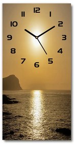 Wallmuralia Nástěnné hodiny Západ slunce moře 30x60 cm