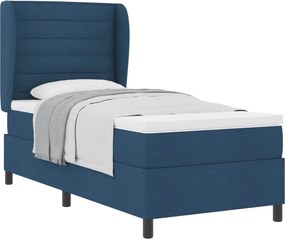Postel s boxspringem s matrací s čelo Modrá 90 x 190 cm textil 3340479