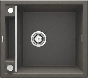 Deante Magnetic, granitový dřez na desku 560x500x219 mm, 3,5" + prostorově úsporný sifon, 1-komorový, antracitová metalíza, ZRM_T103