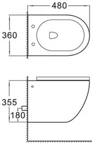 Mexen LENA Rimless mísa závěsná se sedátkem + závěsný bidet, 48 x 36 cm, černá, 35224885 + 30220185