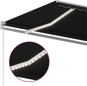 vidaXL Marketos Ručně zatahovací markýza s LED světlem 500 x 350 cm antracitová
