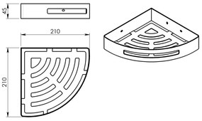 Gedy, SMART police rohová, 210x45x210mm, černá matná, 247914