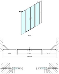 Polysan, ZOOM LINE sprchové dveře 1800mm, čiré sklo, ZL1417