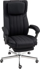 Ergonomická kancelářská židle Vinsetto, nastavitelná výška, sklopné opěradlo, opěrky na ruce, opěrka na nohy a hlavu, otočná kancelářská židle s koleč