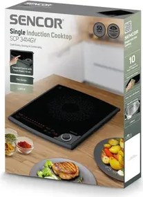 SENCOR SCP 3414GY černá / Indukční varná deska / 2000W / 1 plotna