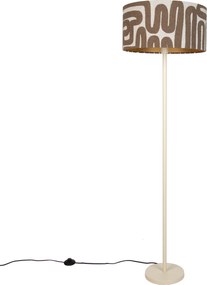 Japandi stojací lampa béžová s hnědo-béžovým pruhovaným stínidlem 50 cm - Simplo
