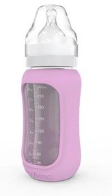 EcoViking Kojenecká lahev skleněná 240 ml široká silikonový obal Pink levander