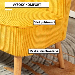 HOMCOM Dvoumístná pohovka žlutá, manšestr, 117 cm 833-524V06YL