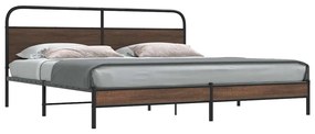 Kovový rám postele bez matrace hnědý dub 200 x 200 cm 3318702