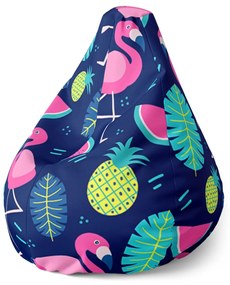 Sablio Sedací vak Pear Růžoví plameňáci - 70 x 95 x 15 cm