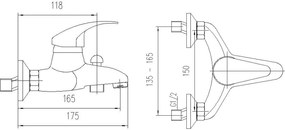 Aqualine, KASIOPEA nástěnná vanová baterie, chrom, 1107-10