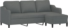 3místná pohovka s podnožkou tmavě šedá 180 cm textil 3201136