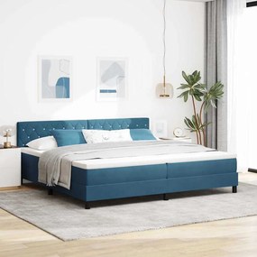 Postel s boxspringem s matrací Tmavě modrá 200 x 200 cm samet 3339132