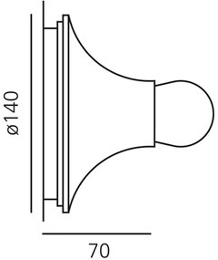 Artemide A048110 Teti, oranžové nástěnné/stropní svítidlo s přiznanou žárovkou, 1x28W E27, prům. 14cm
