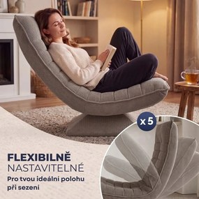 Lenoška ABERDEEN CORD, žebrovaný potah, 87×60×105 cm, šedohnědá (taupe) Casaria