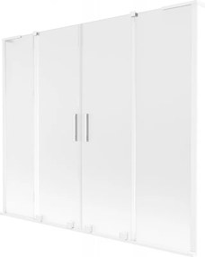 Mexen Velar L Duo, 2-křídlová posuvná vanová zástěna 180 x 150 cm, 8mm sklo námraza, bílá matná, 896-180-003-32-20
