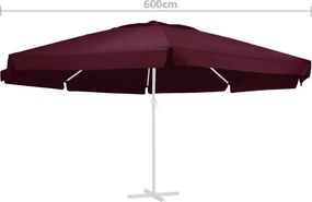 vidaXL Marketos Náhradní potah na zahradní slunečník bordeaux červený 610 cm