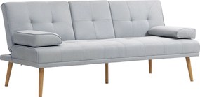 HOMCOM Rozkládací pohovka Pohodlná rozkládací pohovka, 3místná, rozkládací pohovka, povlečení, světle šedá, 181x77x72cm| Aosom