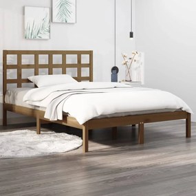 Rám postele medově hnědý masivní dřevo 200 x 200 cm,  3105493