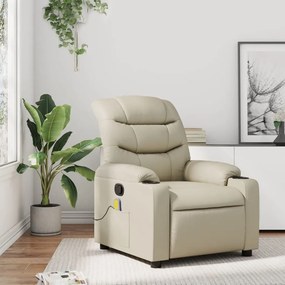 Masážní polohovací křeslo krémové, umělá kůže 3206904