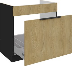CREMONA cc | dolní skříňka 80 ZL 1S dřezová | 80 cm | PREMIUM BOX | černá/cremona