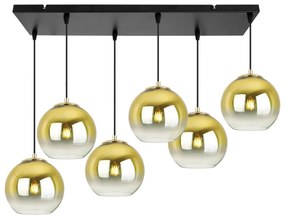 Závěsné svítidlo Bergen Gold, 6x zlaté/transparentní skleněné stínítko (fi 15cm)