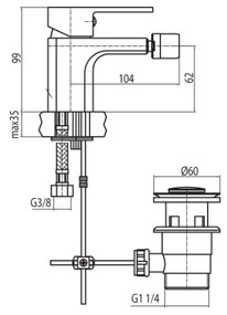 LOTOSAN Victoria bidetová baterie, černá AQ LB55940