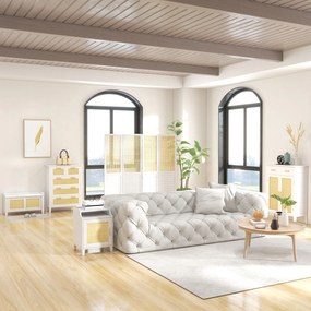 HOMCOM Botník se 2 dvířky s ratanovým efektem a zásuvkou - 80 x 35 x 110 cm - Bílý | Aosom