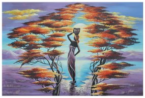 Gario Ručně malovaný obraz Africká žena s košíkem Rozměry: 100 x 70 cm