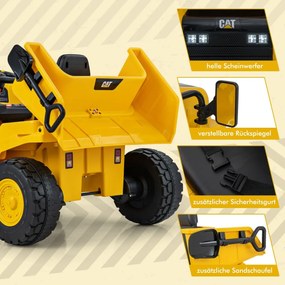 Costway Dětské elektrické auto Caterpillar 12 V skládací sklápěč s pískovou