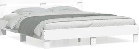 Rám postele s čelem bílý 160 x 200 cm kompozitní dřevo 3207406