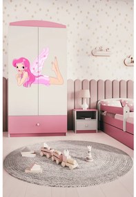 Dětská skříň Babydreams 90 cm víla s křídly růžová