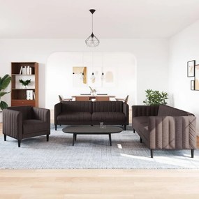 3dílná sedací souprava tmavě hnědá textil 3209232