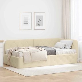 Rohový rám postele Krémová 100 x 200 cm textil 3394059