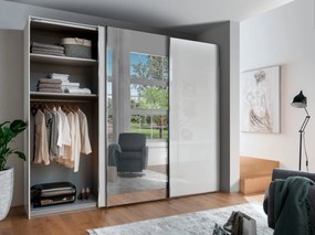 Třídveřová šatní skříň s posuvnými dveřmi Monaco 250 cm , bílá