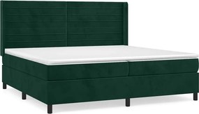 Box spring postel s matrací tmavě zelená 200x200 cm samet 3132762