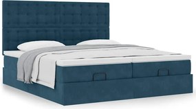 Osmanský rám postele s matrací tmavě modrý 200x200cm samet 3313818