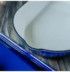 GUSTAV litinový pekáč 38 x 22 cm s víkem Gourmetina košilově modrá SET30-01+08-41