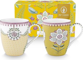 Pip Studio Lily & Lotus sada 2 hrnků 350ml, žlutý