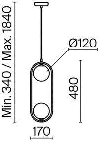 Maytoni MOD013PL-02BS1 - Lustr na lanku RING 2xG9/25W/230V mosaz