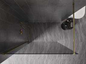 Mexen, Mexen Kioto-X sprchová stěna 90 x 200 cm, grafit 10 mm, zlatá - 800-090-101-50-40-X