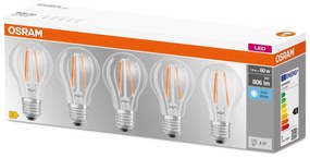 OSRAM LED žárovka E27 Base CL A 7W 4.000K čirá 5ks