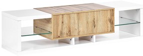 Bílý televizní stolek se světlým dřevem FULERTON Beliani