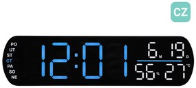 JVD Digitální černý budík do el. sítě JVD SB5512.3 s modrými LED číslicemi