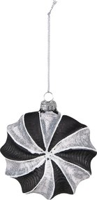 Sada 4ks černo-šedá skleněná ozdoba - 10*3*10 cm