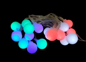 Vánoční LED světelný řetěz s kuličkami, různobarevná, 2m, na baterie