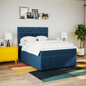 Box spring postel s matrací modrá 140x200 cm textil 3291704