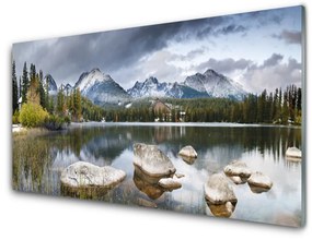 akrylový obraz Jezero Hory Les Krajina 140x70 cm